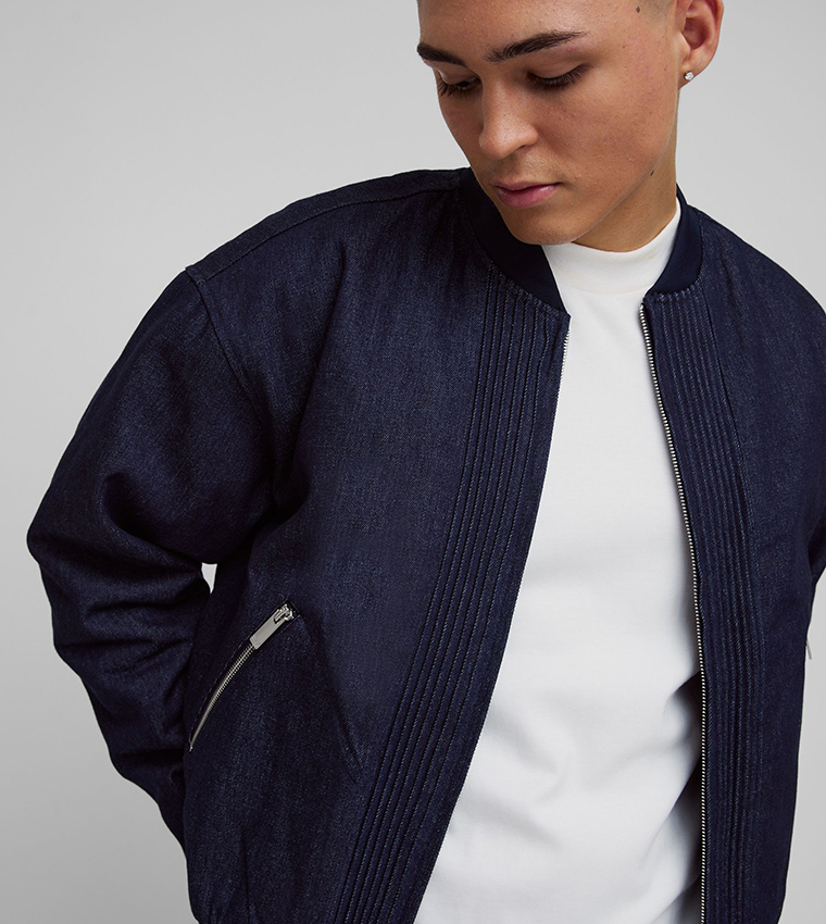 Buy BoohooMAN Boxy Padded Bomber Denim Jacket In Indigo | 6thStreet ...