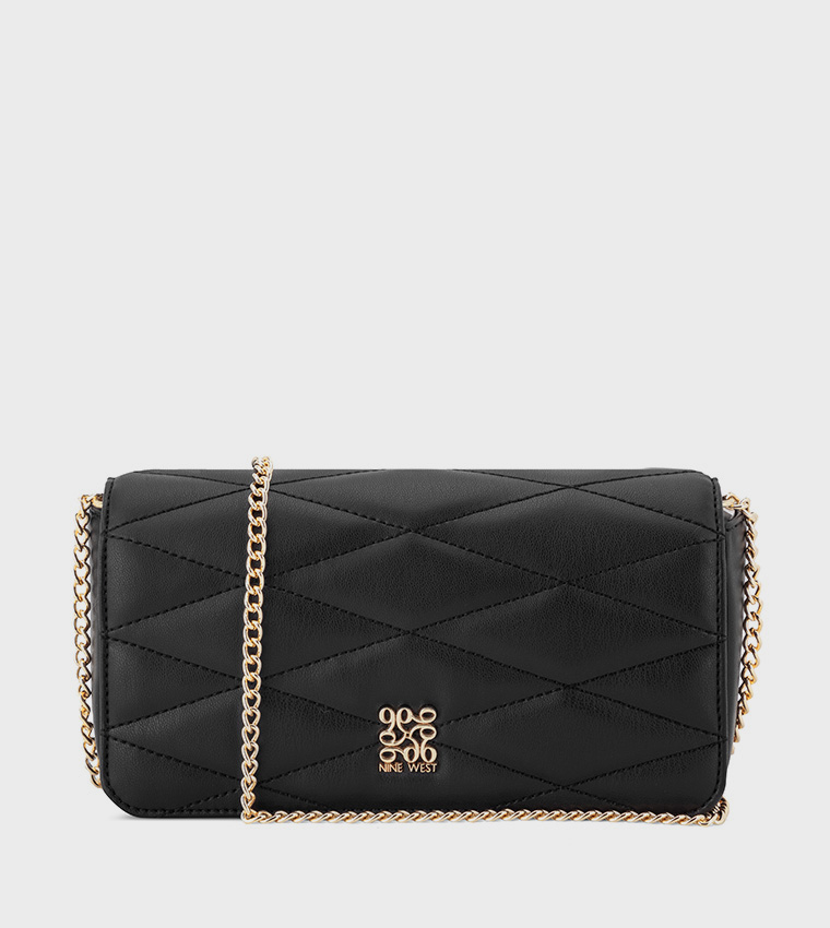 Buy Nine West Quilted Flap Wallet With Sling In Black | 6thStreet Saudi ...