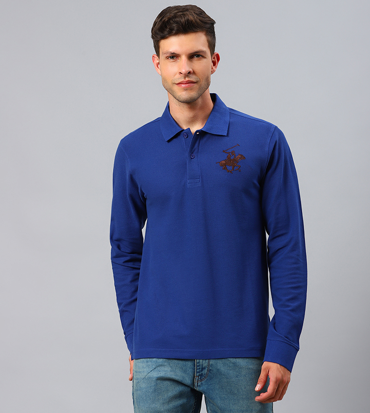 Buy Beverly Hills Polo Club Logo Embroidered Polo T Shirt In Blue ...