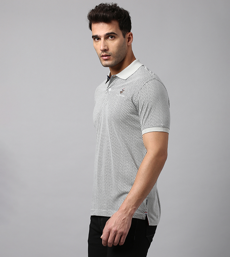 Buy Beverly Hills Polo Club All Over Printed Textured Polo T Shirt In ...