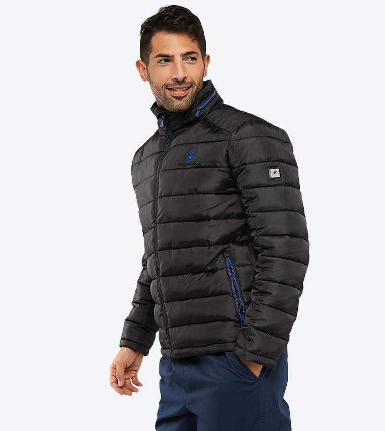 Buy Beverly Hills Polo Club Long Sleeve Quilted Jacket Black BP M8344 ...