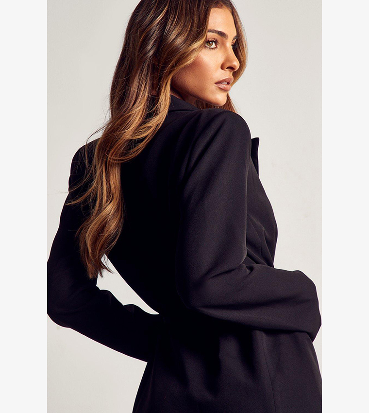 Buy MissPap Gold Chain Belt Structured Blazer Dress In Black ...