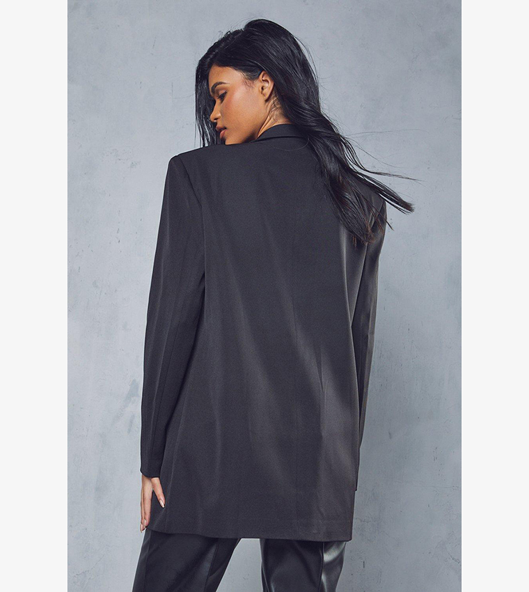 Buy MissPap Double Button Cross Front Blazer In Black | 6thStreet Bahrain