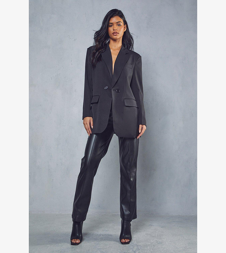 Buy MissPap Double Button Cross Front Blazer In Black | 6thStreet Bahrain