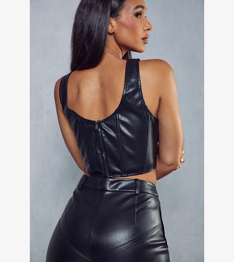 Buy MissPap Leather Look Top In Black | 6thStreet UAE
