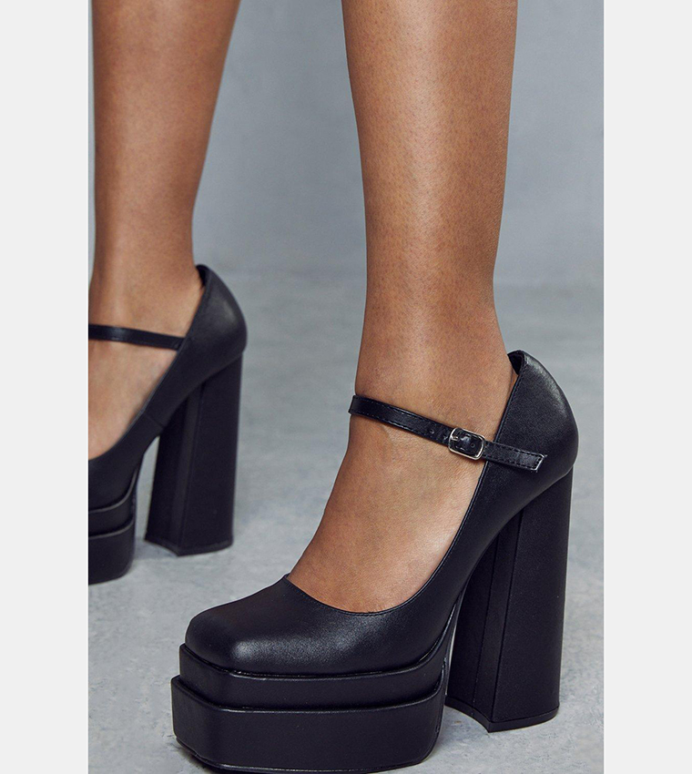 Buy MissPap Extreme Platform Mary Jane Slingback Pumps In Black ...
