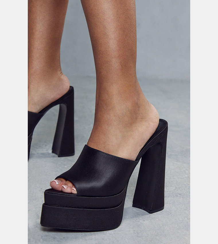 Buy MissPap Satin Extreme Platform Heel Sandals In Black | 6thStreet ...