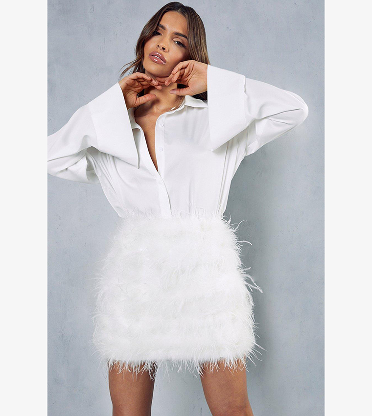 Buy MissPap Extreme Feather Mini Skirt In White | 6thStreet UAE