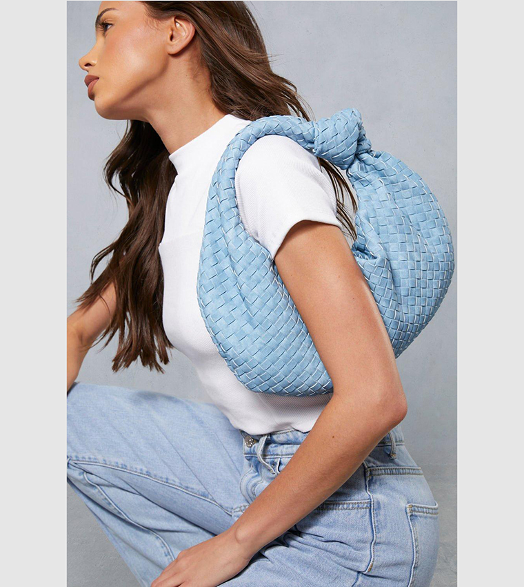 Buy MissPap Woven Denim Grab Bag In Blue | 6thStreet UAE
