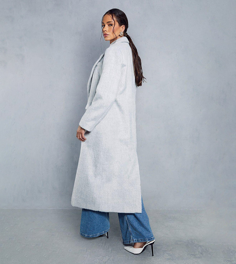 Buy MissPap Premium Wool Look Fitted Maxi Coat In Grey | 6thStreet Qatar