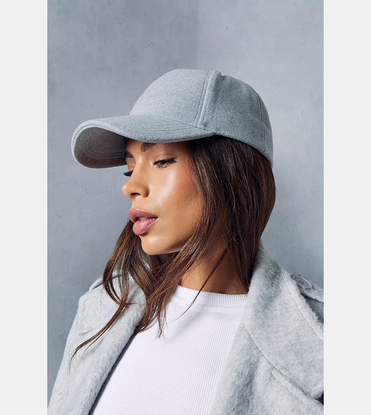 Buy MissPap Melton Wool Embroidered Cap In Grey | 6thStreet UAE