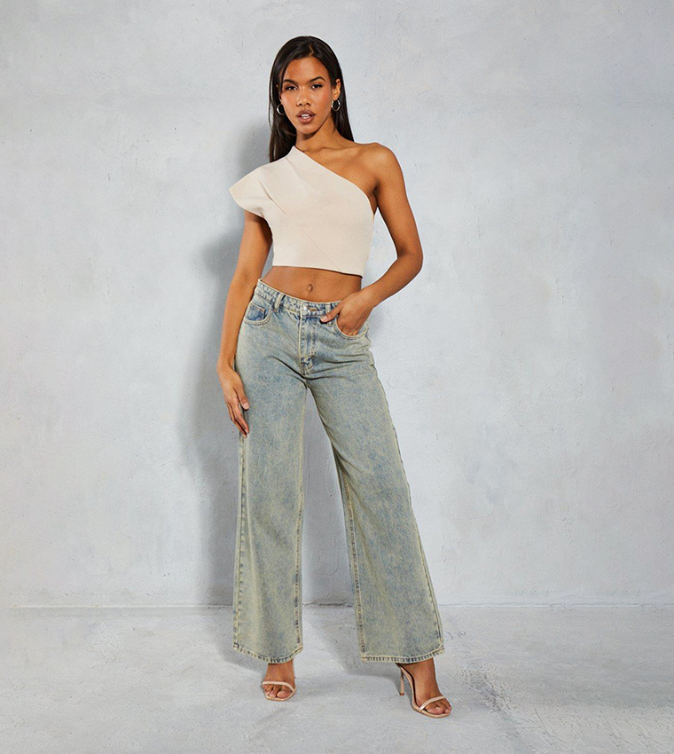 Buy Misspap One Shoulder Structured Asymmetric Top In Taupe 6thstreet