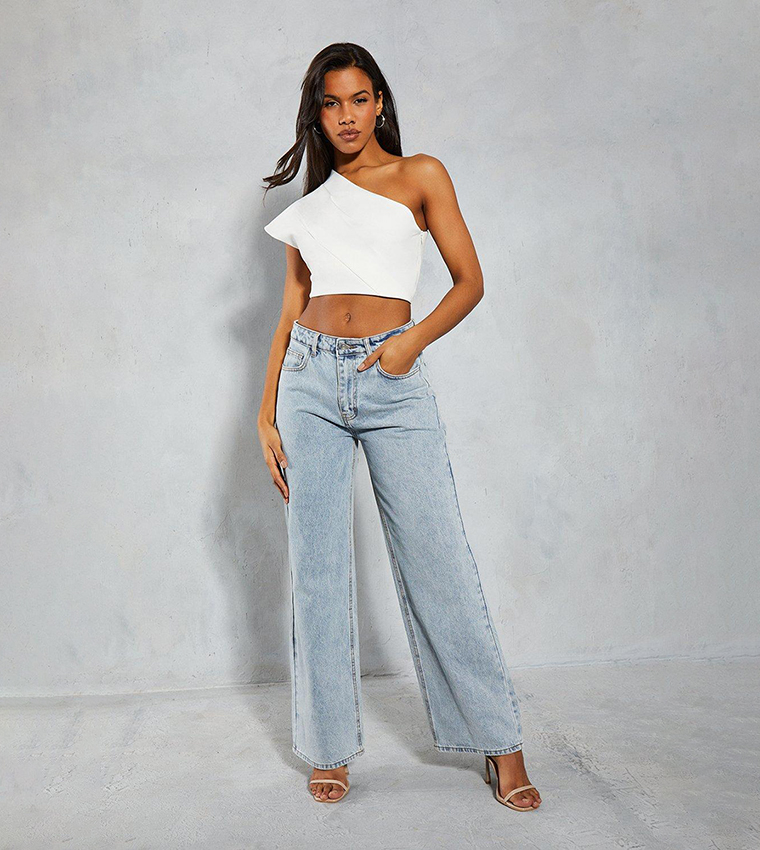 Buy Misspap One Shoulder Structured Asymmetric Top In White 6thstreet Uae
