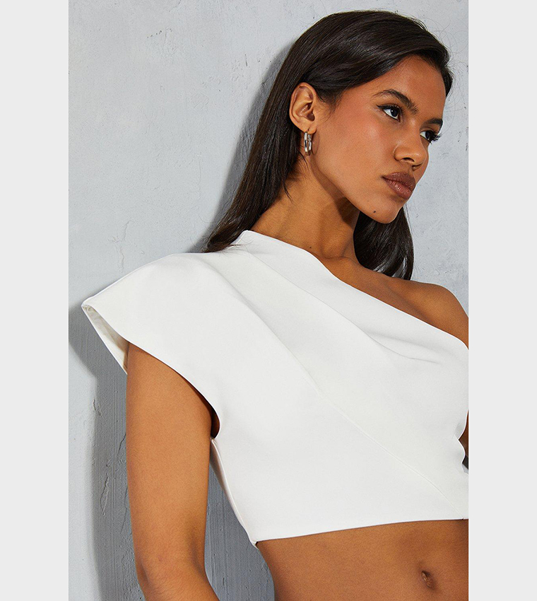 Buy Misspap One Shoulder Structured Asymmetric Top In White 6thstreet Uae