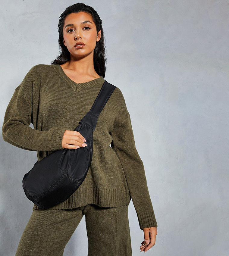 Buy MissPap Round Padded Cross Body Bag In Black | 6thStreet Qatar