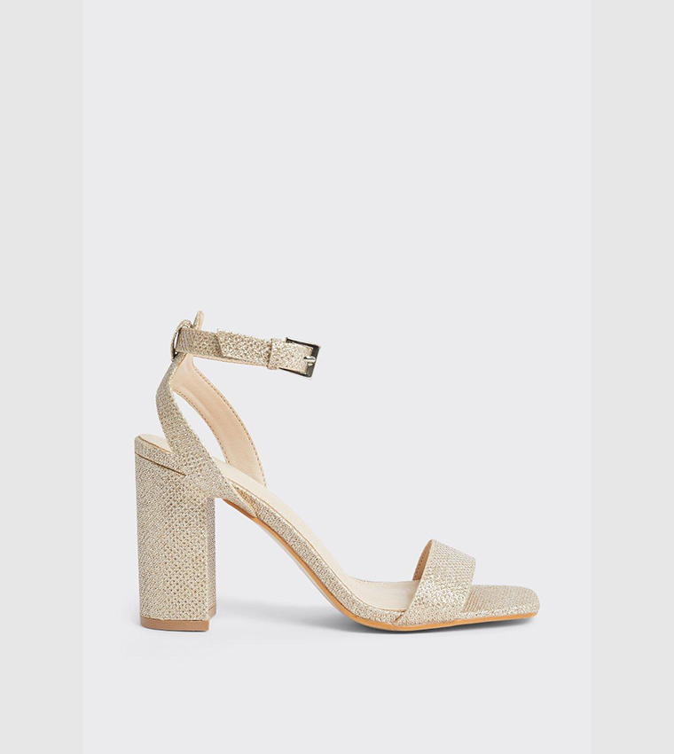 Buy Principles Principles: Sara Block Heel Sandals In Gold | 6thStreet UAE