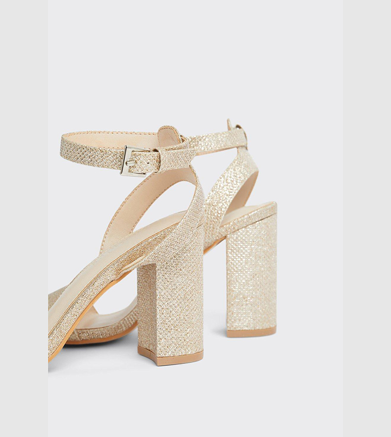 Buy Principles Principles: Sara Block Heel Sandals In Gold | 6thStreet UAE