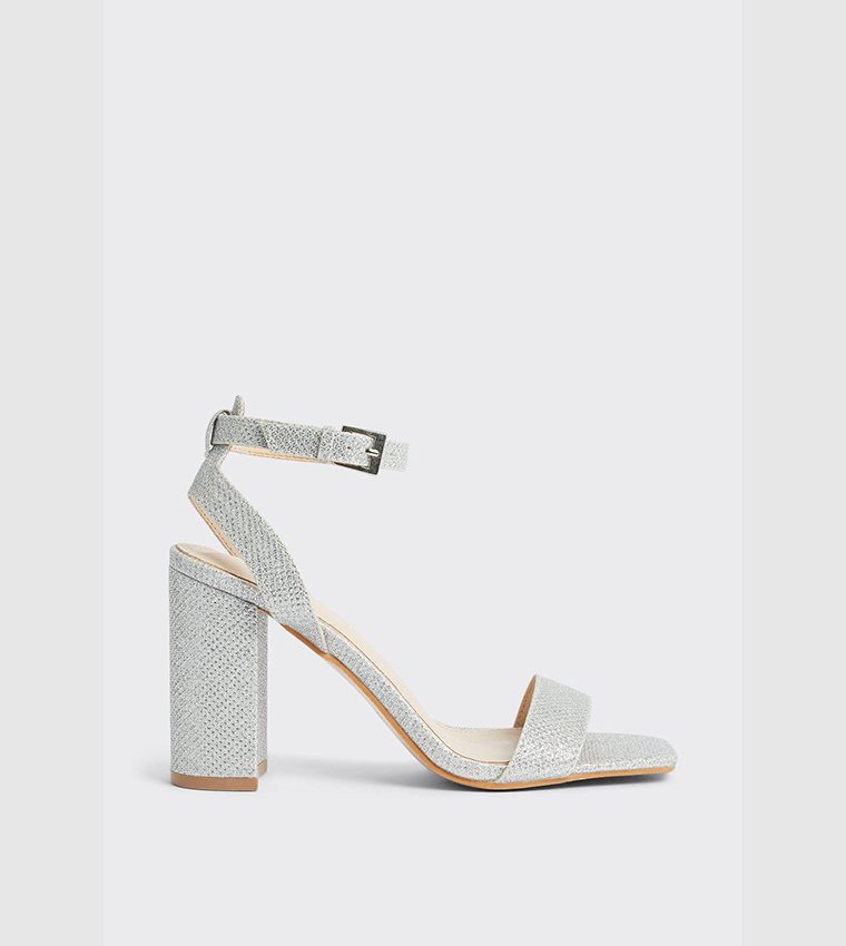Buy Principles Principles: Sara Block Heel Sandals In Silver ...