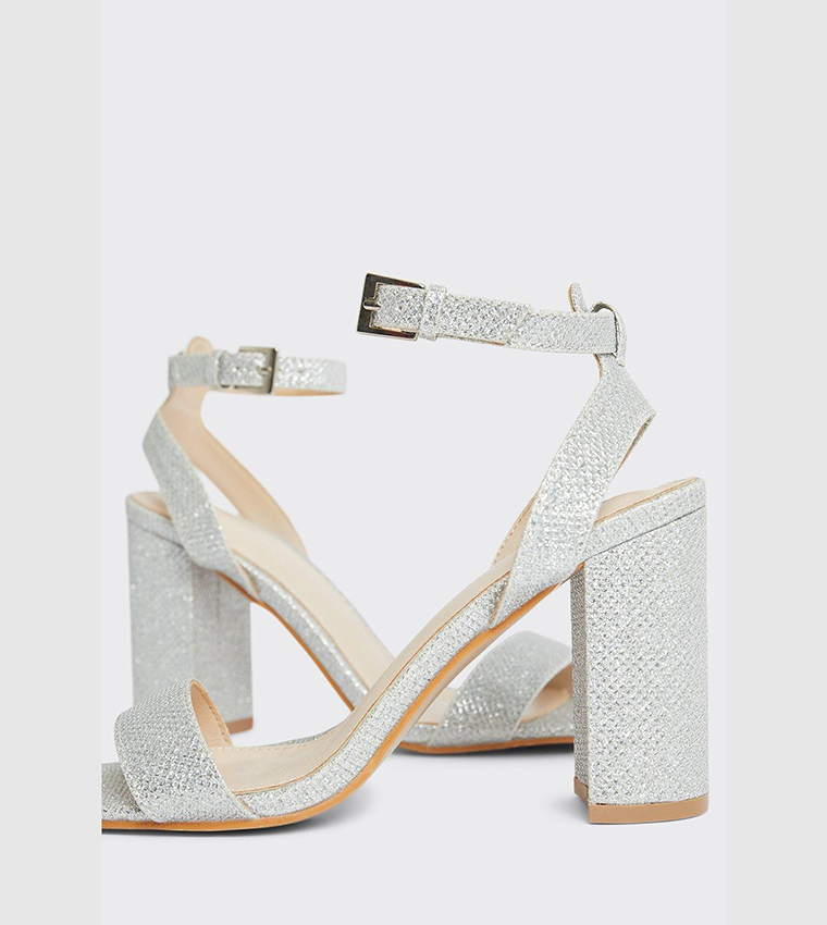 Buy Principles Principles: Sara Block Heel Sandals In Silver ...