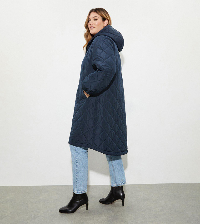 Buy Dorothy Perkins Curve Oversized Hooded Diamond Quilted Parka Jacket ...