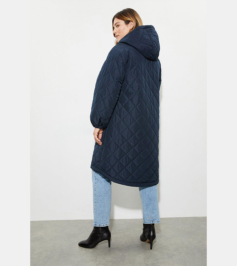 Buy Dorothy Perkins Curve Oversized Hooded Diamond Quilted Parka Jacket ...