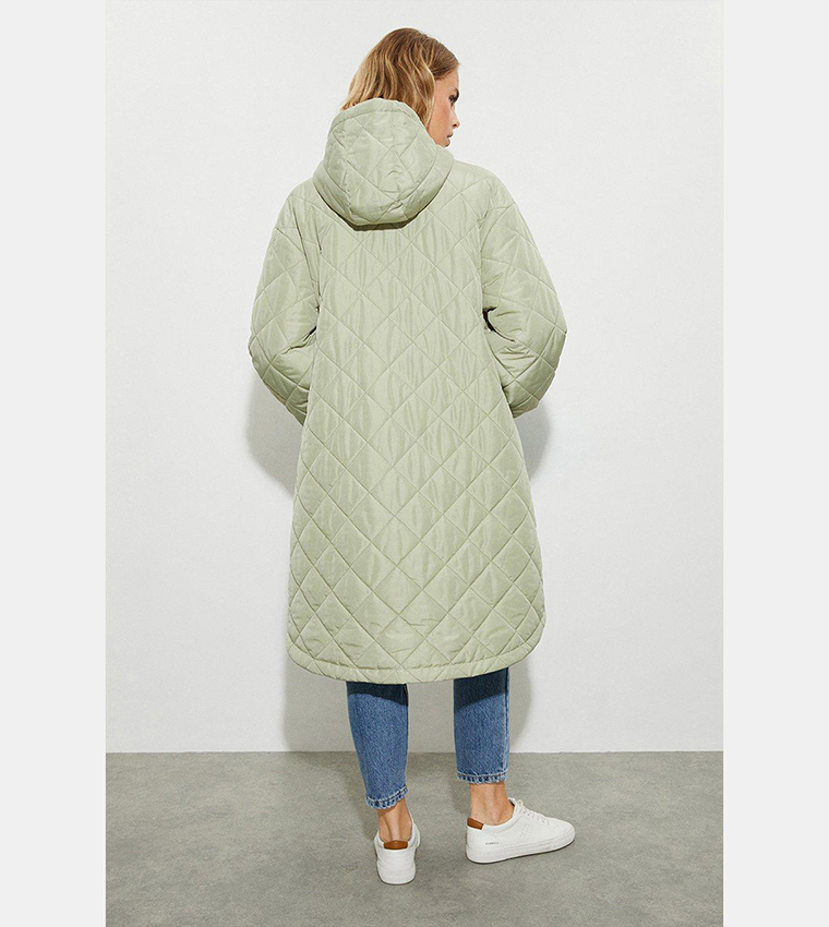 Buy Dorothy Perkins Oversized Hooded Diamond Quilted Parka Jacket In ...