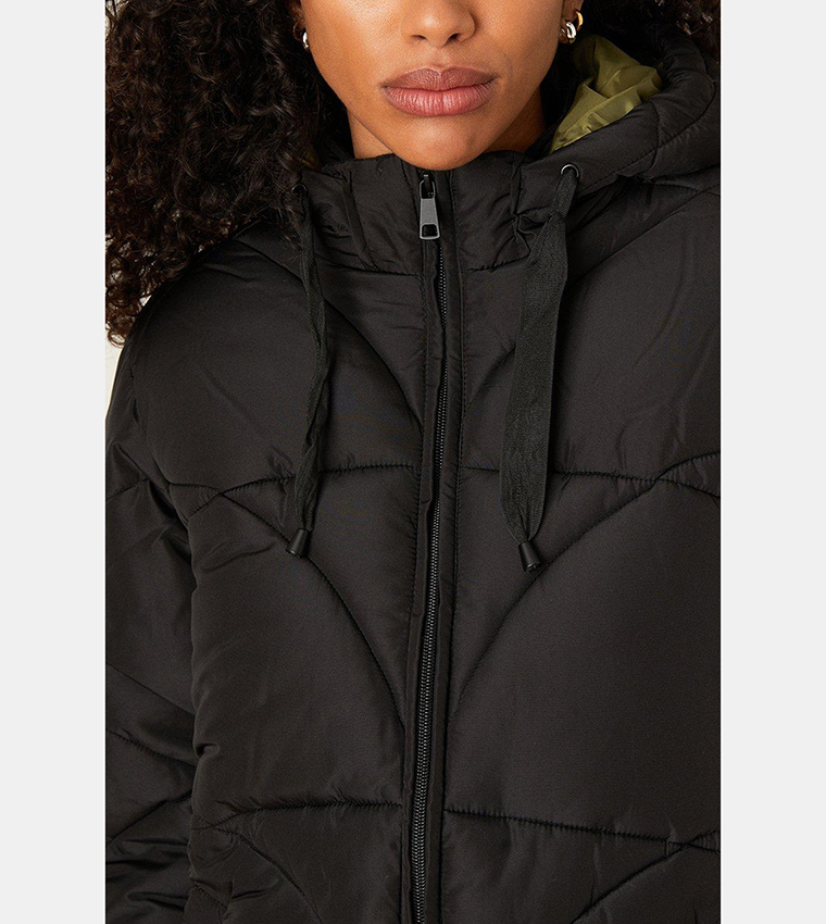 Buy Dorothy Perkins Short Padded Contrast Trim Puffer Jacket In Black ...