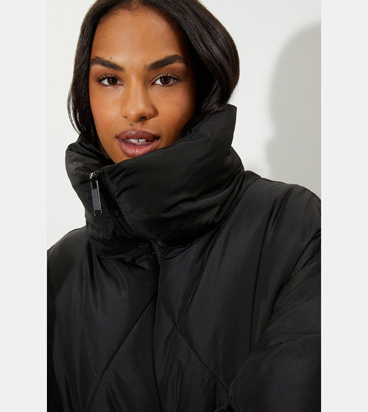 Buy Dorothy Perkins Oversized Diamond Padded Longline Puffer Jacket In ...