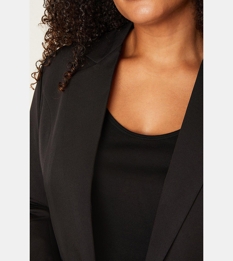 Buy Dorothy Perkins Curve Black Turn Back Cuff Blazer In Black ...