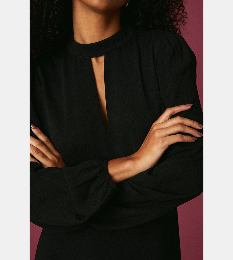 Buy Dorothy Perkins Black Keyhole Midi Dress In Black | 6thStreet Saudi ...