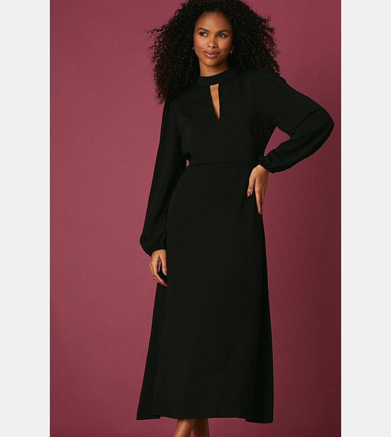 Buy Dorothy Perkins Black Keyhole Midi Dress In Black | 6thStreet Saudi ...