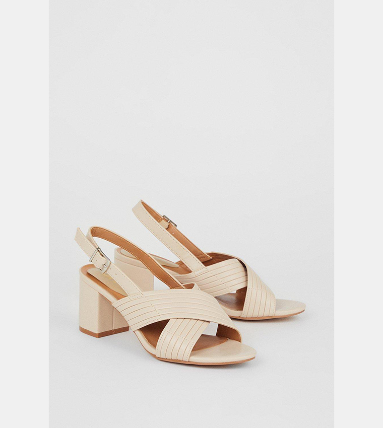 Buy Dorothy Perkins Sally Cross Vamp Block Heel Sandals In White ...