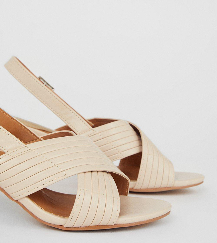 Buy Dorothy Perkins Sally Cross Vamp Block Heel Sandals In White ...