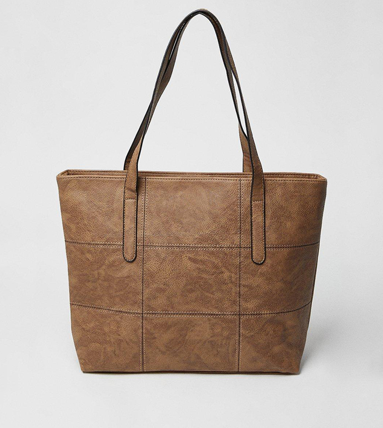 Buy Dorothy Perkins Trish Stitched Tote Bag In Brown | 6thStreet Kuwait