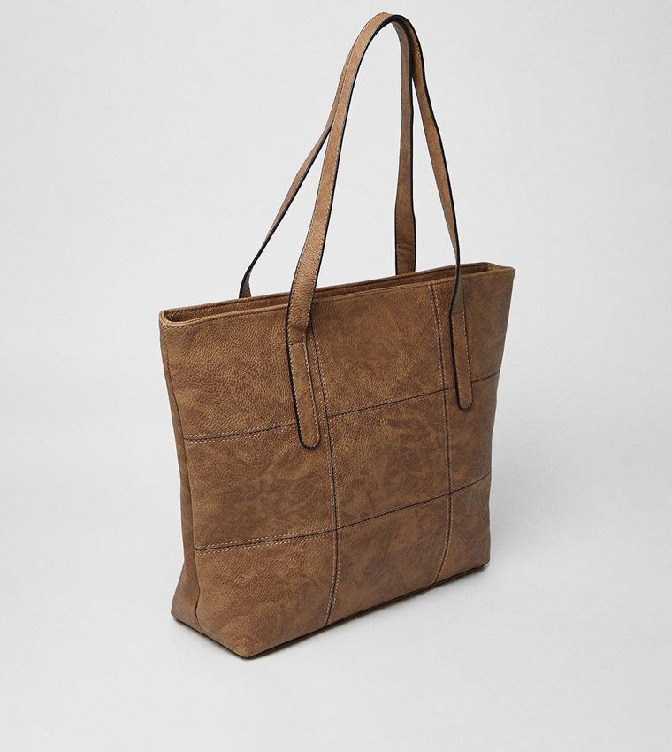 Buy Dorothy Perkins Trish Stitched Tote Bag In Brown | 6thStreet Kuwait