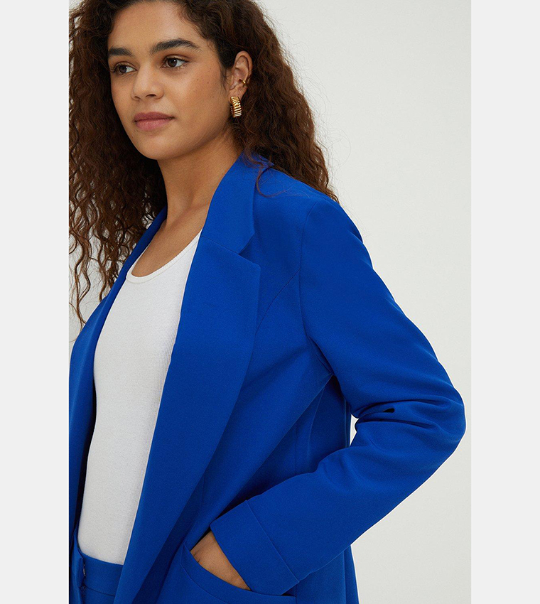 Buy Dorothy Perkins Tall Turnback Cuff Blazer In Blue | 6thStreet Kuwait