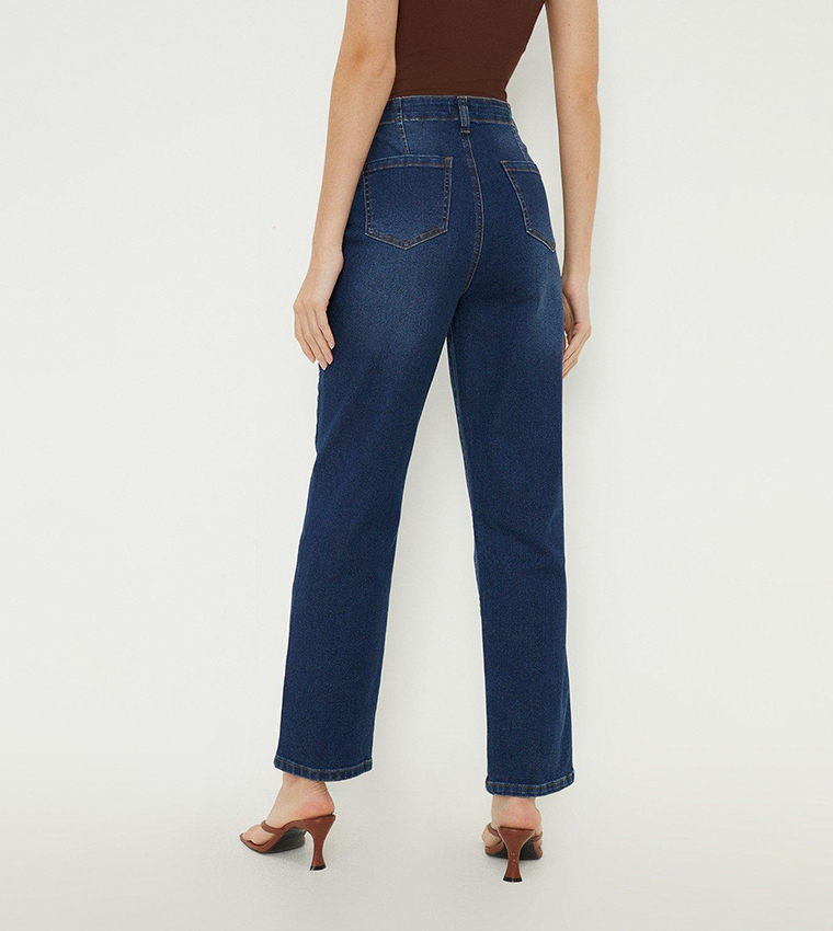 Buy Dorothy Perkins Seam Detail Straight Fit Jeans In Indigo ...