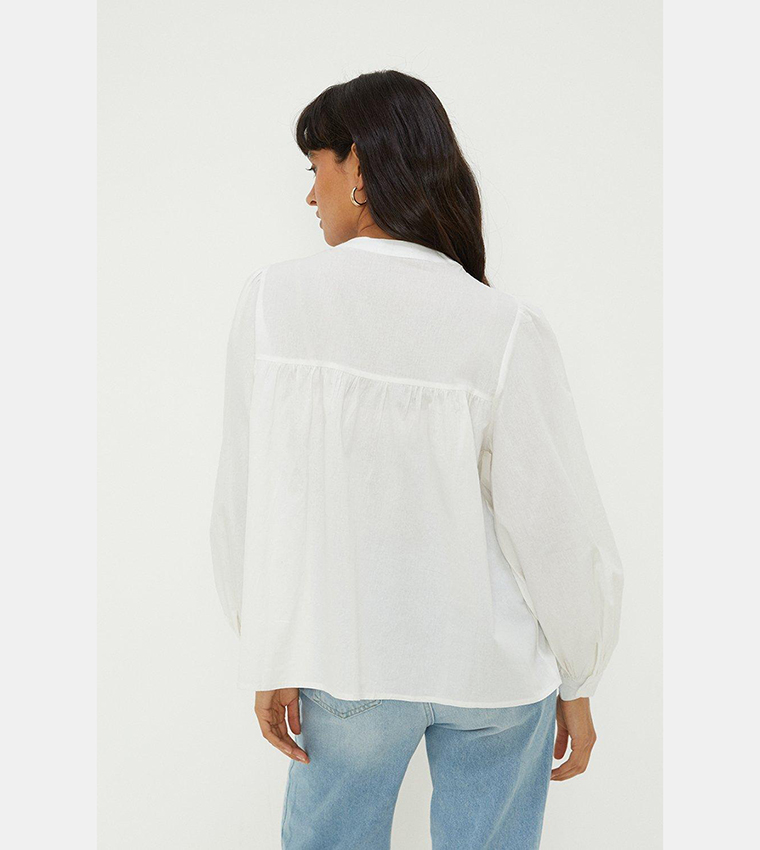 Buy Dorothy Perkins Pleat Front Button Up Top In White | 6thStreet ...