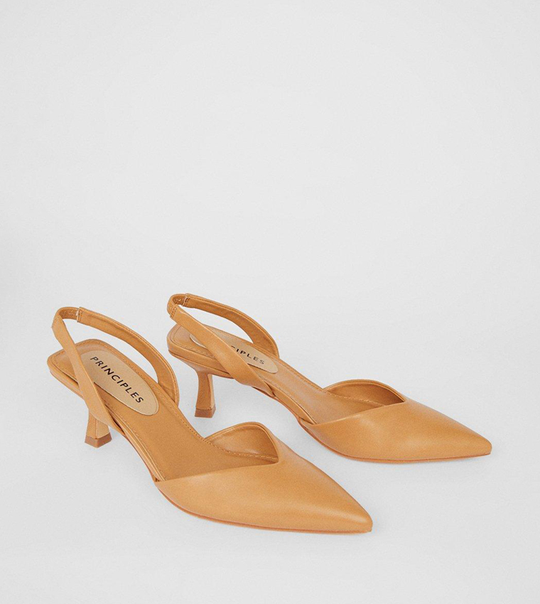 Buy Principles Principles: Donna Kitten Heel Singback Pumps In Brown ...