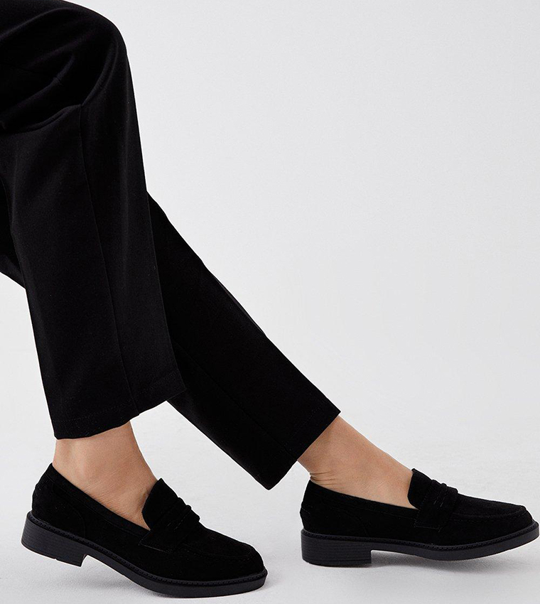 Buy Principles Leona Stitched Apron Front Penny Loafers In Black ...