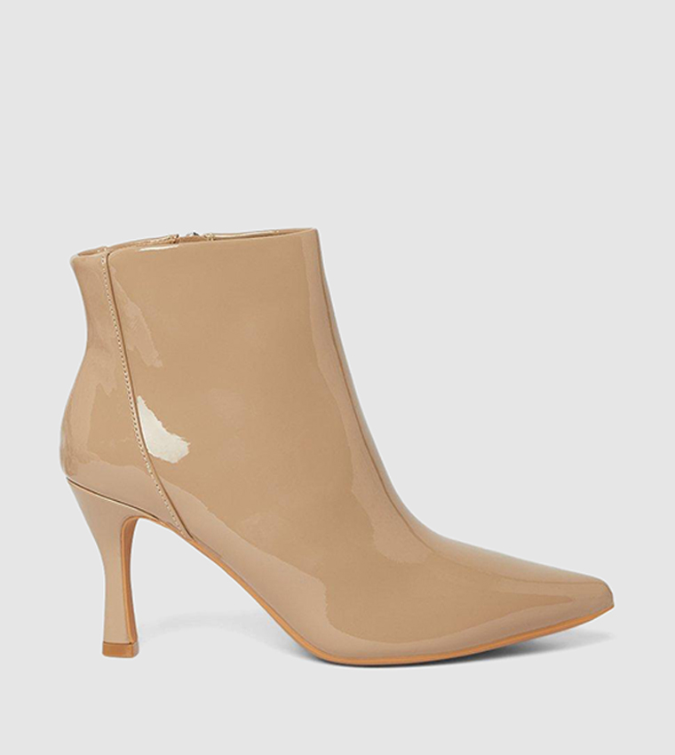 Buy Dorothy Perkins Mikki Patent Formal Ankle Boots In Beige ...