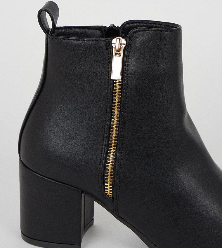 Buy Principles Ollie Side Zip Block Heel Round Toe Ankle Boots In Black ...