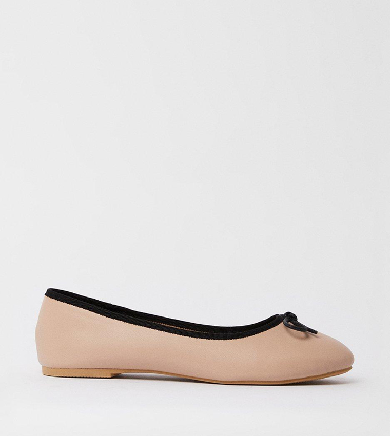 Buy Dorothy Perkins Wide Fit Pipa Contrast Trim Bow Ballerinas In Pink ...