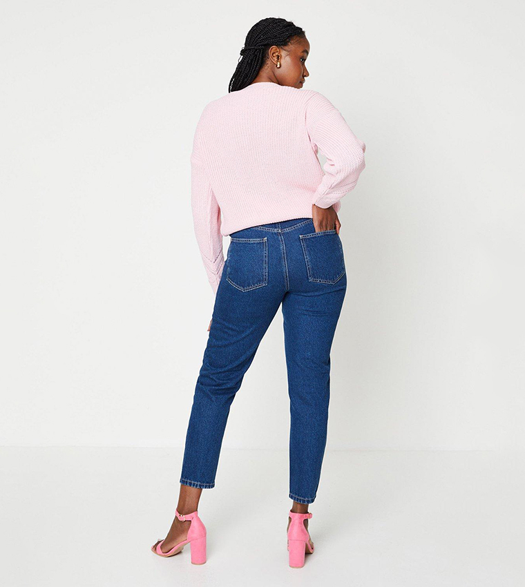 Buy Dorothy Perkins Relaxed Mom Fit Jeans In Blue | 6thStreet Oman