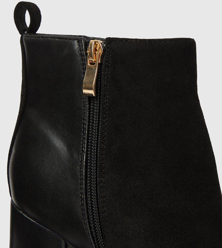 Buy Dorothy Perkins Axel Chisel Toe Mixed Material Block Heel Ankle ...