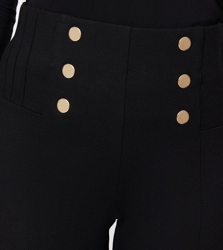 Buy Dorothy Perkins Button Front Pleat Skinny Fit Trousers In Black ...