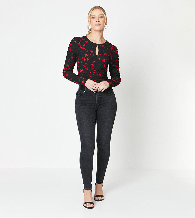Buy Dorothy Perkins Keyhole Detail Long Sleeves Top In Black ...