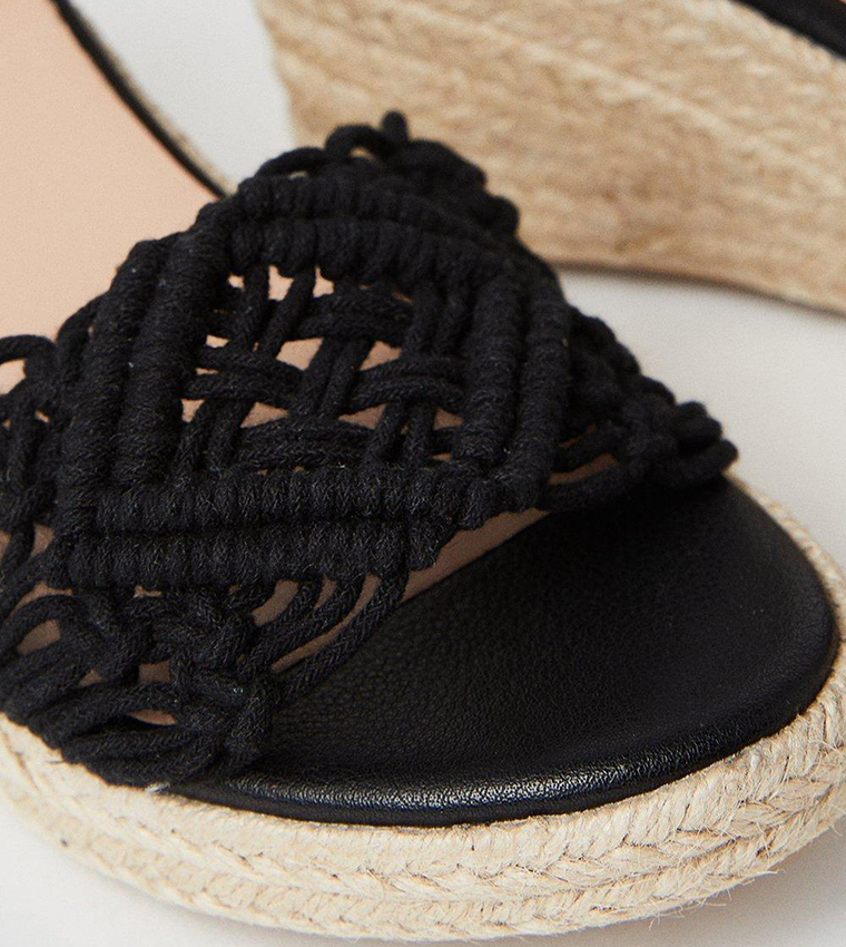 Buy Dorothy Perkins Felicity Macrame Wedge Sandals In Black | 6thStreet ...
