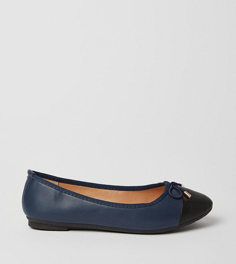 Buy Dorothy Perkins Pasha Toe Cap Bow Ballerinas In Navy | 6thStreet UAE