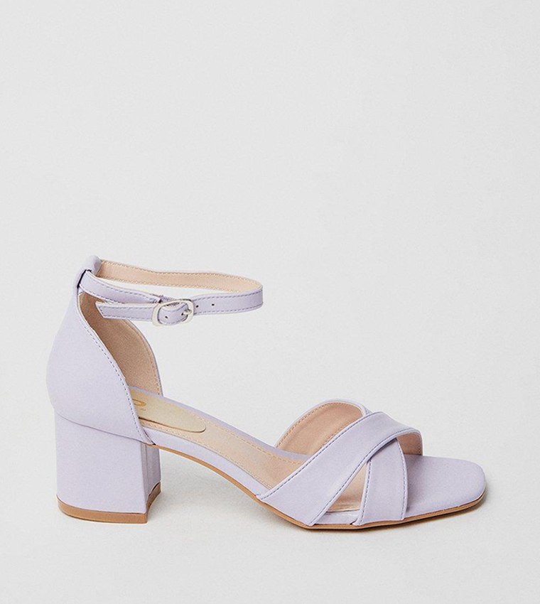 Buy Dorothy Perkins Simona Cross Strap Mid Block Heel Sandals In Purple ...